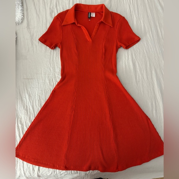 H&M | Dresses | Red Orange Dress Hm | Poshmark